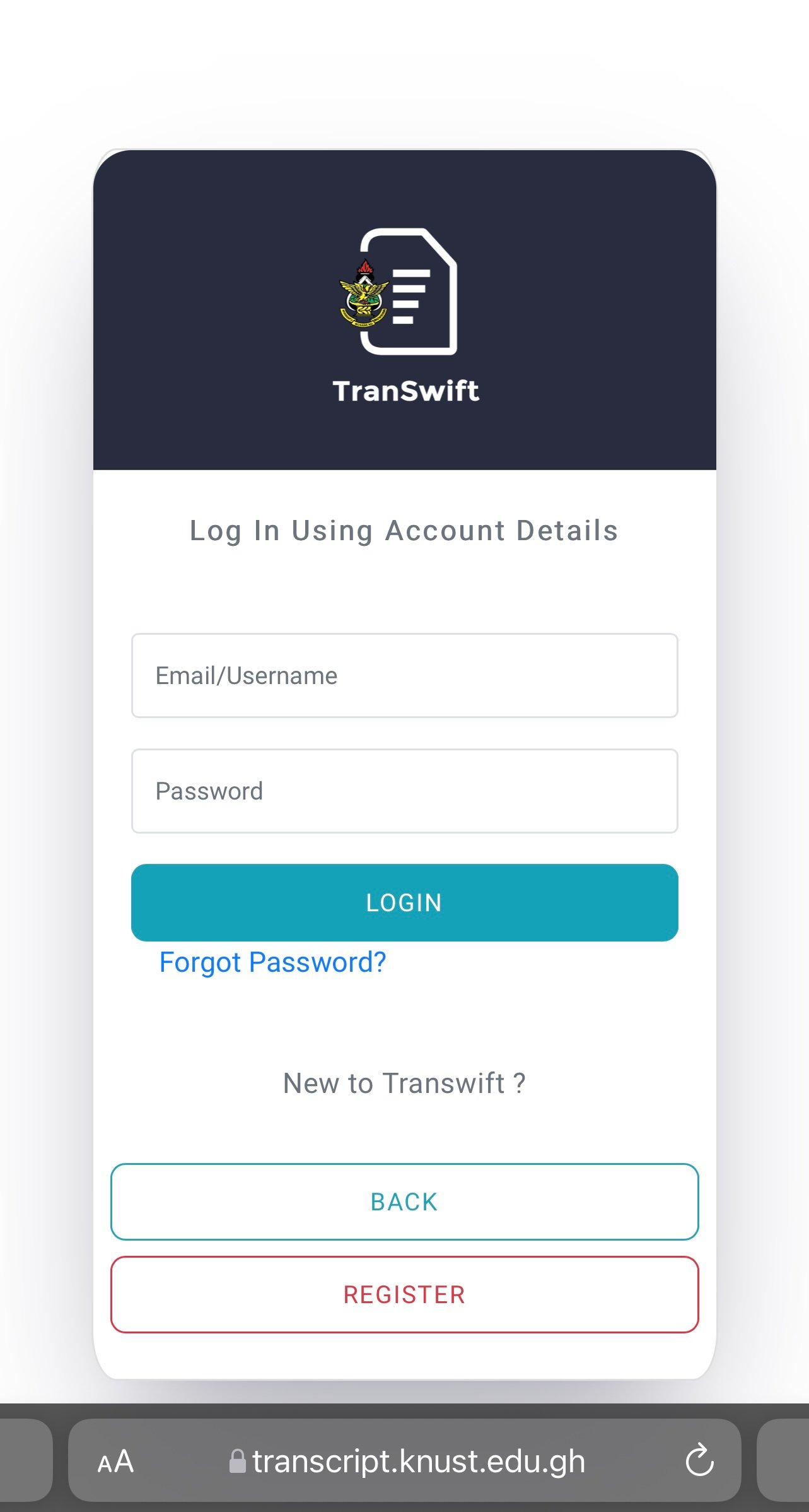 How To Request For Knust Transcript Online Transwift Application