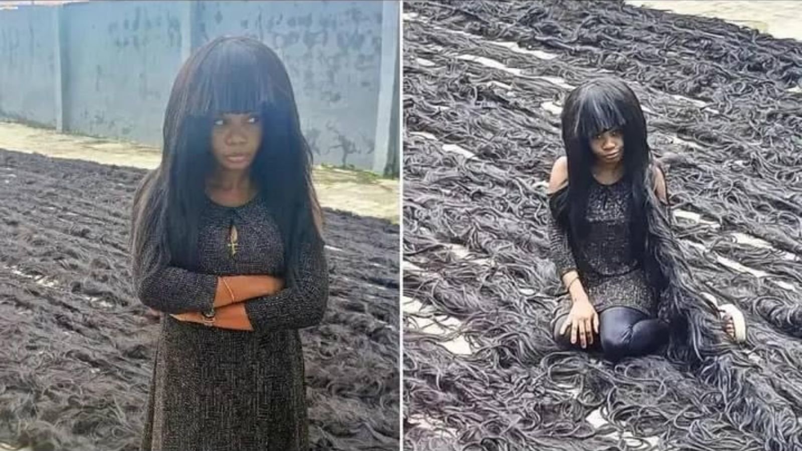 Nigerian Lady Makes World's Longest Wig Measuring Over 350m ...